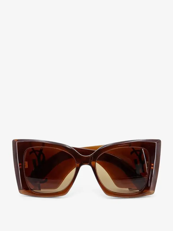 Saint Laurent Blaze Crystal Acetate Sunglasses - Brown