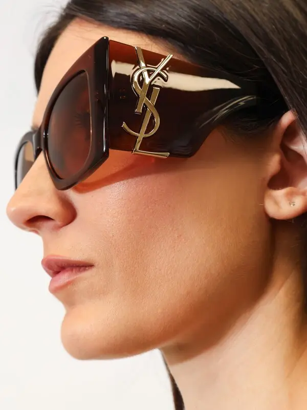 Saint Laurent Crystal Acetate Sunglasses - Brown