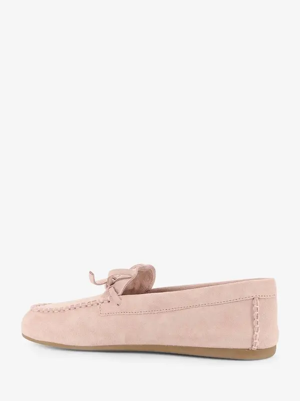 Miu Miu Suede Loafer With Bow Detailing And Logo