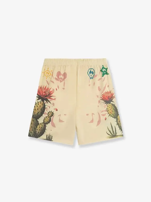 BARROW Cotton Bermuda Shorts With Cactus Print - White