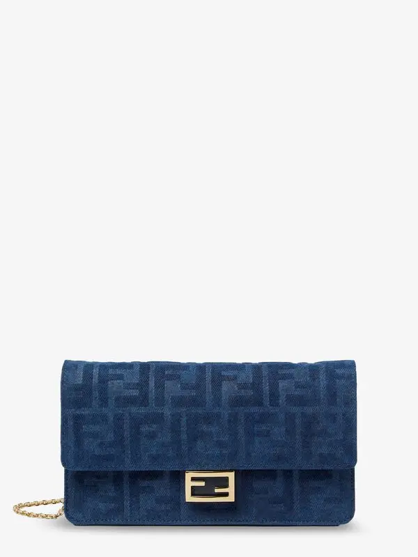 Fendi Wallet On Chain Baguette Shoulder Bag - Blue