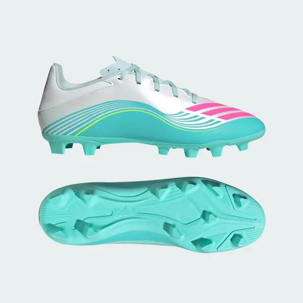 Adidas F50 Messi Club Firm Ground / Multi Ground Football Boots - Cloud White / Lucid Pink / Flash Aqua