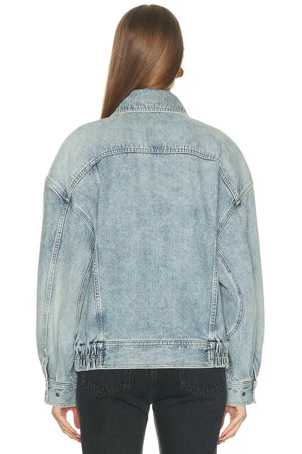 Saint Laurent Denim Bomber Jacket In Blue