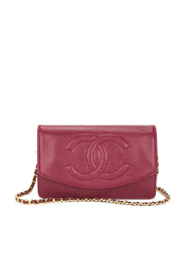 Chanel Calfskin Timeless Wallet On Chain - Red