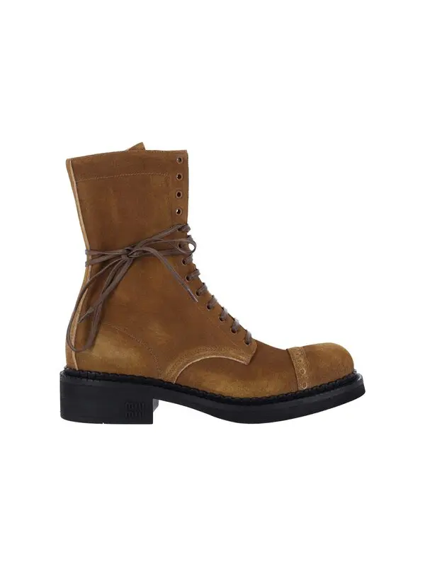 Miu Miu Suede Lace-up Ankle Boots