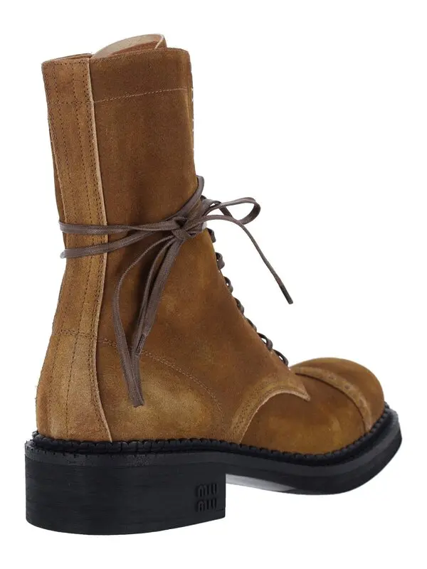 Miu Miu Suede Lace-up Ankle Boots