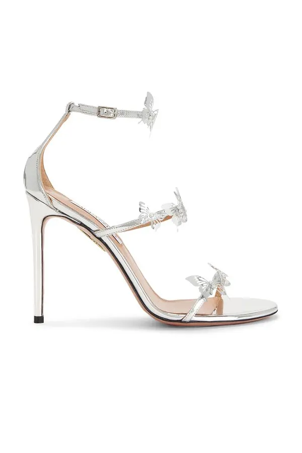 AQUAZZURA Papillon Sauvage 105 Sandal - Silver