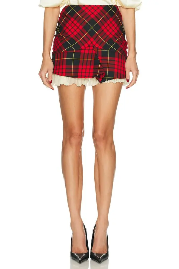 Alexander McQueen Kickback Mini Skirt - Black, Red, & Yellow