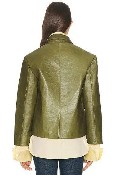 HELSA Puffy Leather Jacket - Avocado