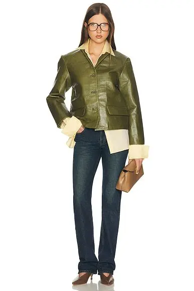 HELSA Puffy Leather Jacket - Avocado