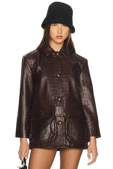 HELSA Leather Croc Emboss Schoolyard Jacket