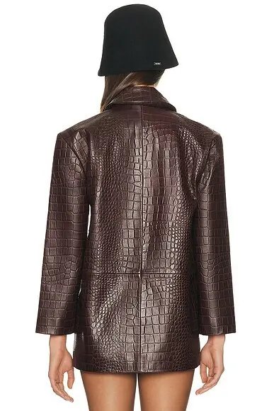 HELSA Leather Croc Emboss Schoolyard Jacket