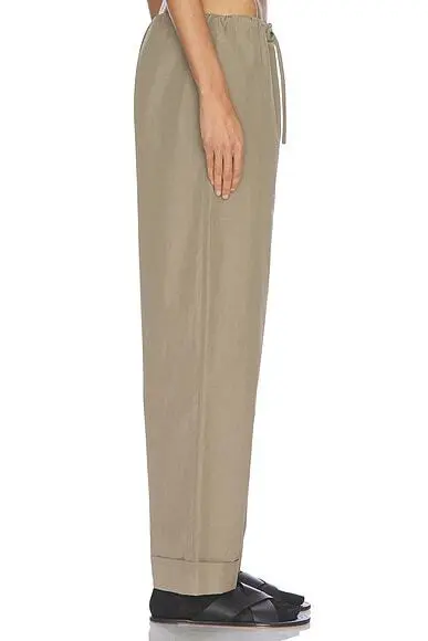 THE ROW Delano Pant Washed Heavyweight Cotton Poplin - Leaf Green