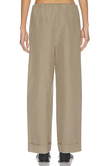 THE ROW Delano Pant Washed Heavyweight Cotton Poplin - Leaf Green
