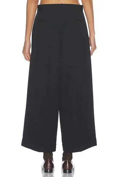 THE ROW Lior Wool Twill Wide Leg Trousers - Black