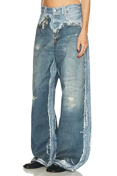 Acne Studios 1981 Tlo Skeleton Wide Leg Jeans - Mid Blue