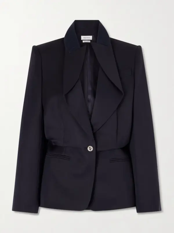 Alexander McQueen Wool Folded Lapel Single-breasted Jacket