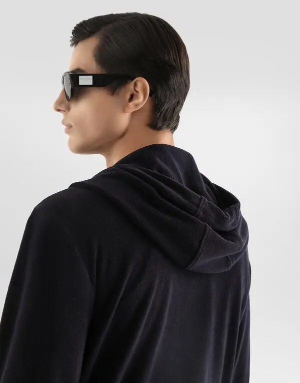 Dolce & Gabbana Cotton Terry Zip Up Sweatshirt - Blue