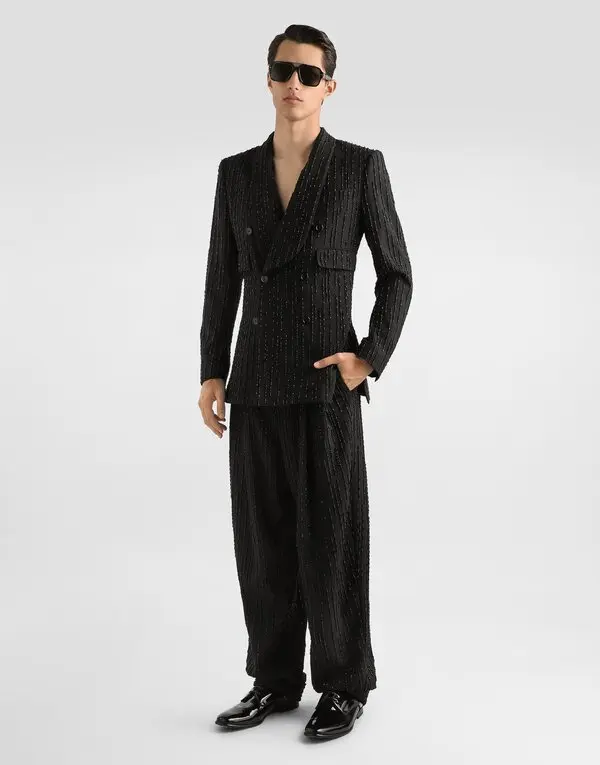 Dolce & Gabbana Double-breasted Sicilia Jacket In Embroidered Virgin Wool - Multicolor