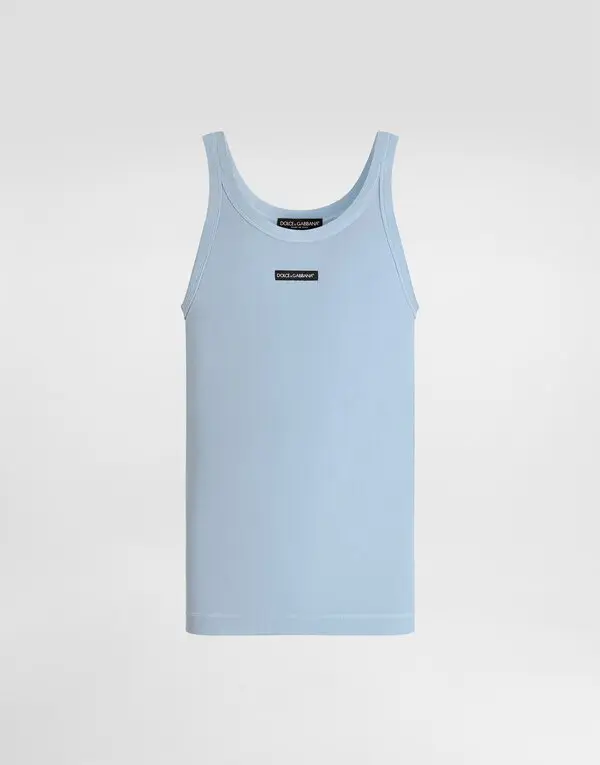Dolce & Gabbana Cotton Tank Top With Print - Azure