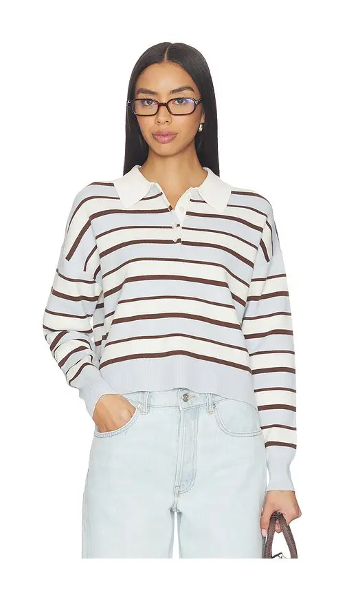 525 America Seraphina Cropped Rugby Pullover - Arctic Ice Stripe
