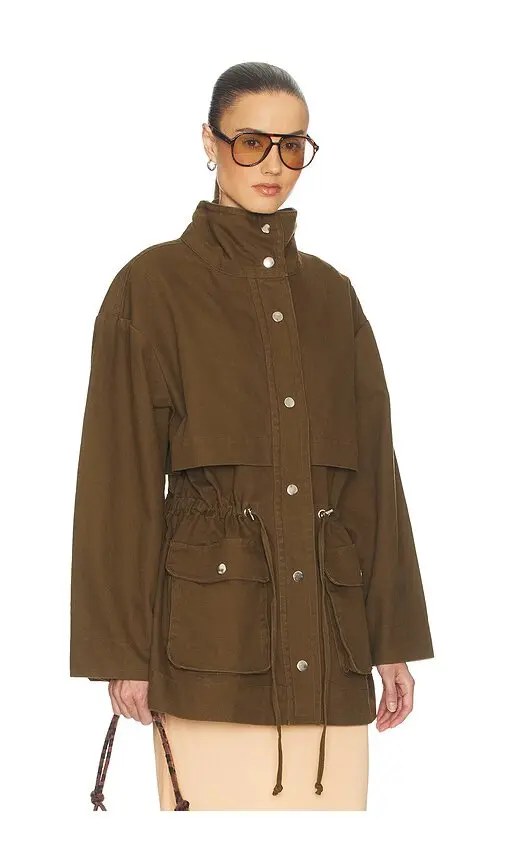 HELSA Garment Washed Utility Jacket In Army - Army Green