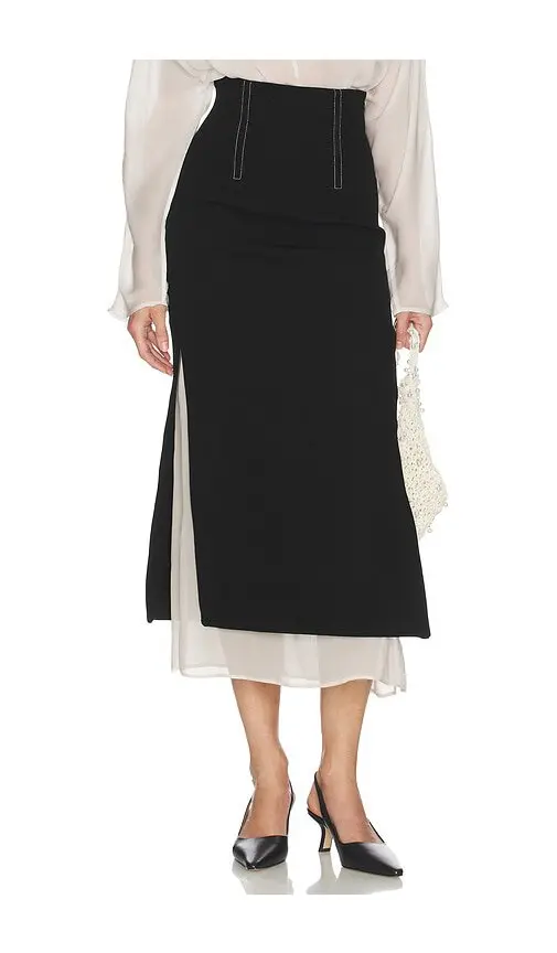 HELSA Layered Skirt - Black & Ivory