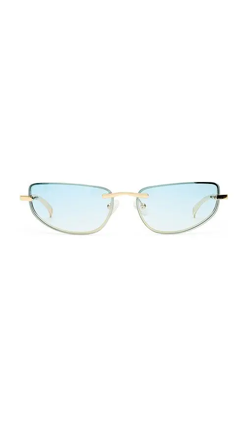 Le Specs Bubbles Sunglasses In Metallic Gold - Gold & Sky Blue Gradient