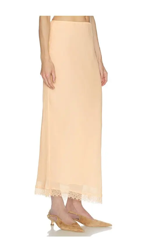 HELSA Viscose Satin Slip Skirt With Lace