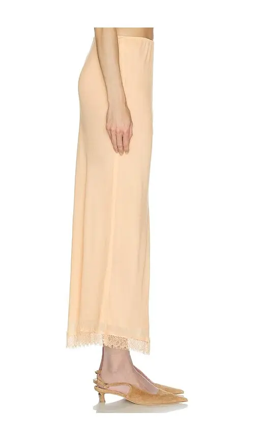 HELSA Viscose Satin Slip Skirt With Lace