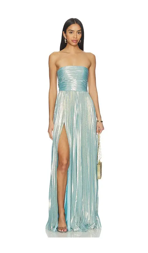 Retrofete Strapless Metallic Maxi Dress With Slit - Seychelles