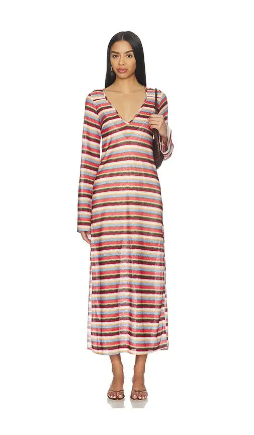 Show Me Your Mumu Staycation Coverup In Brown,blush - Sunkissed Stripe