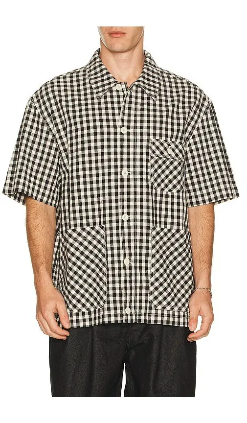 KAPPY DESIGN Gingham Check Linen Shirt - Black