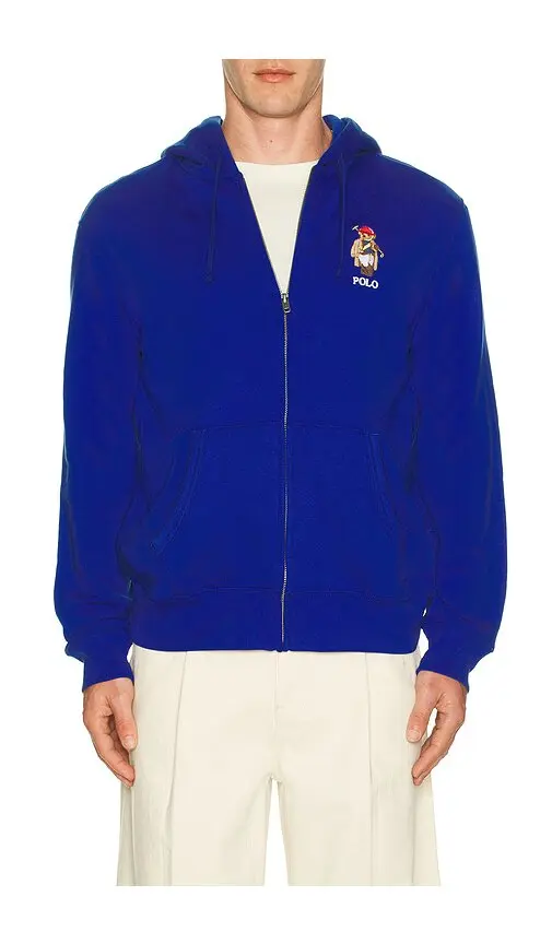 Polo Ralph Lauren Novelty Polo Society Bear Full-zip Hooded Sweatshirt In Royal - Sapphire Star