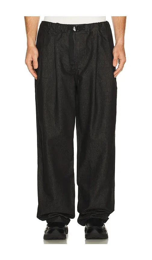 KAPPY DESIGN Two Tuck Wide Denim Pants - Black