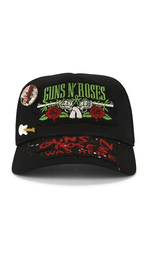 MadeWorn Guns N' Roses Hand Painted Trucker Hat - Black