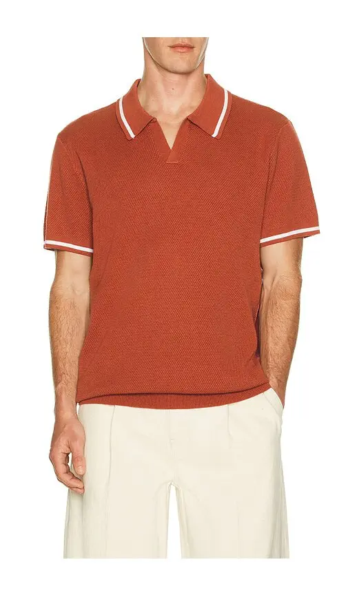 FAIR HARBOR Neptune Seawool Sweater Polo In Brick