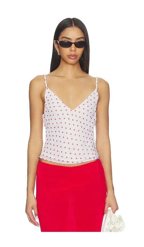 BELLA VENICE X Sila Slip Top In White - White & Red