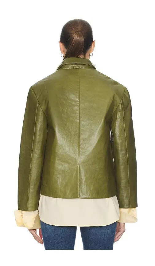 HELSA Puffy Leather Jacket In Green