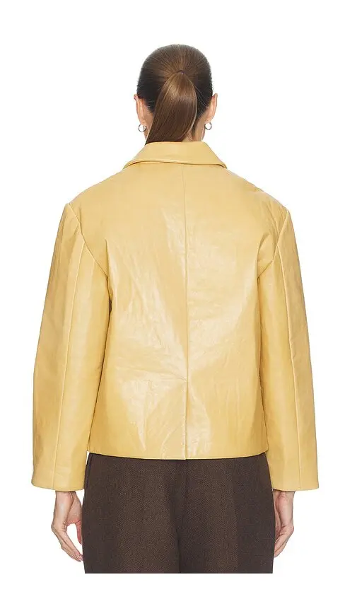 HELSA Puffy Leather Jacket In Mustard