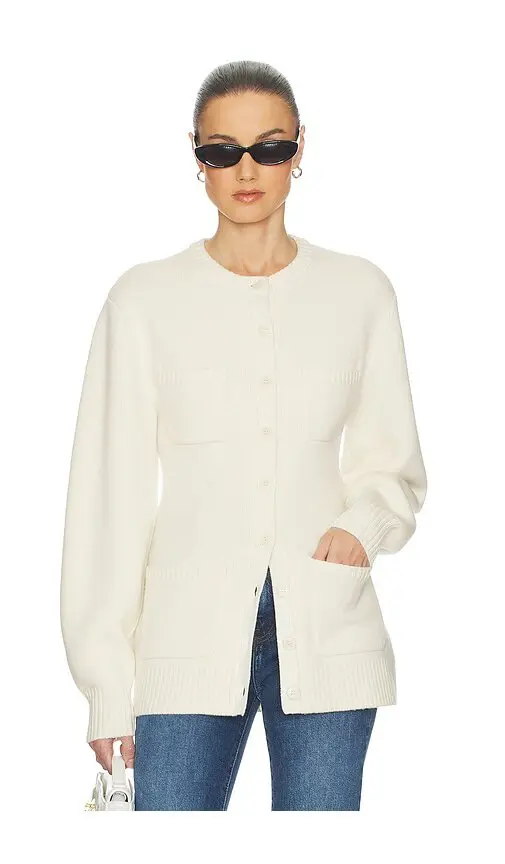 HELSA Devika Wool Cashmere Cardigan - Cream