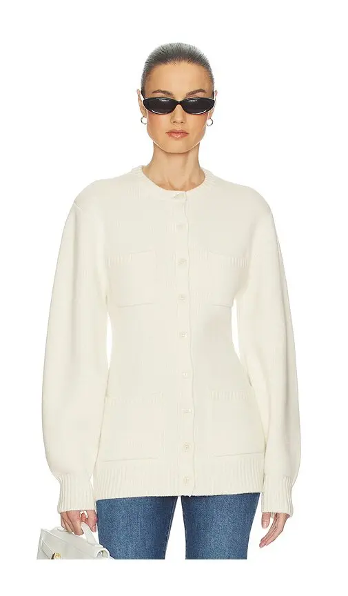 HELSA Devika Wool Cashmere Cardigan - Cream