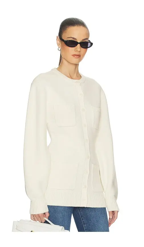 HELSA Devika Wool Cashmere Cardigan - Cream
