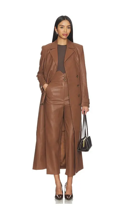 Bardot Vegan Leather Longline Coat