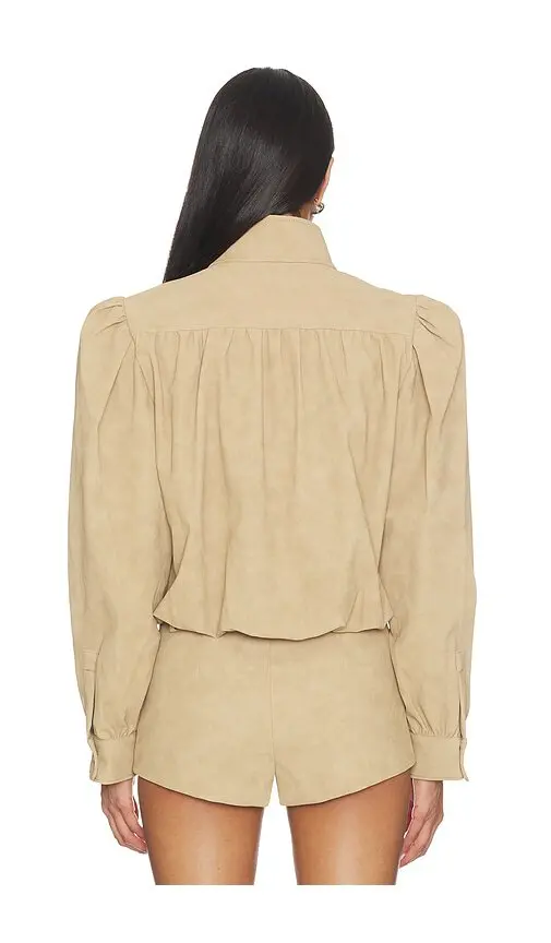 Bardot Leon Vegan Leather Jacket In Beige
