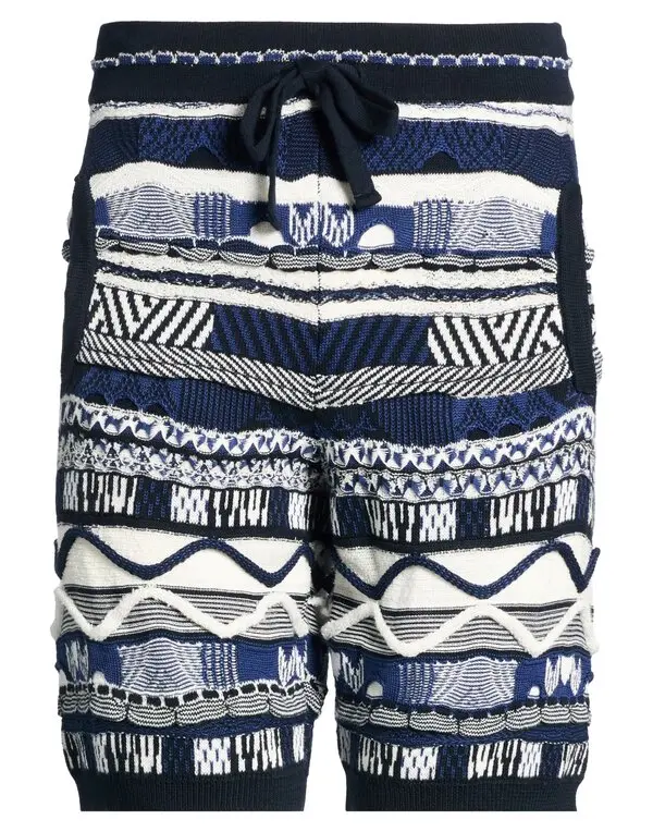 LANEUS Cotton And Polyamide Crochet-knit Intarsia Shorts