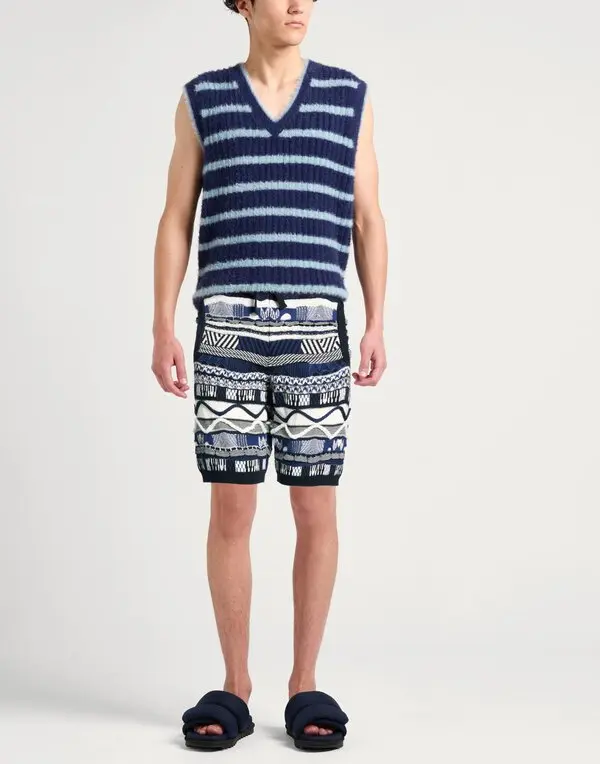 LANEUS Cotton And Polyamide Crochet-knit Intarsia Shorts