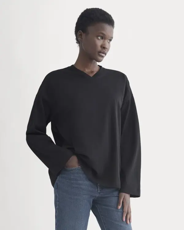 Everlane Retro V-neck Jersey - Black