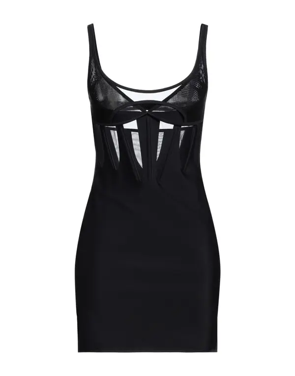 MUGLER Mini Dress In Jersey And Tulle - Black