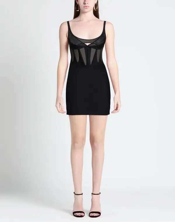 MUGLER Mini Dress In Jersey And Tulle - Black